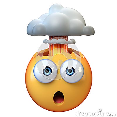 Mind Blown Emoji, Exploding Head Emoticon On White Background, 3d ...