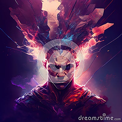 Mind Explosion, Mega Energy Brain, Angry Concept, Generative Ai ...