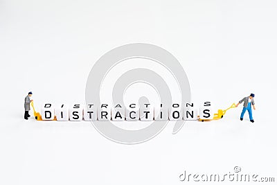 Miniature People Man Pulling Forklift With Cube Small Block Building ...