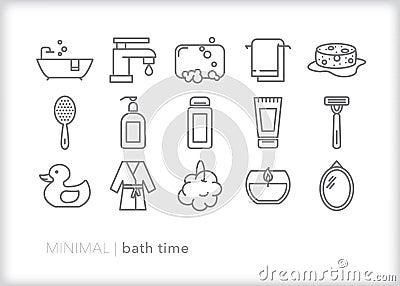 Bath Time Icons For Cleaning And Washing Vector Illustration ...