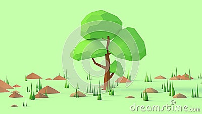Minimalist Cartoon Green Tree Moving Animation Loop. Low Poly Cartoon ...