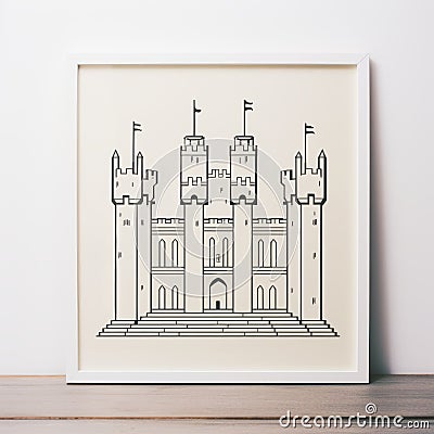 Minimalist Hand-painted Castle Illustration In Iconic Design Style ...