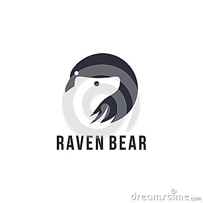 Minimalist Raven And Bear Logo Icon Vector Template, With Negative ...
