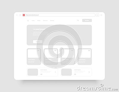 Minimalistic Concept Of Web Browser. Wireframes Screens. Cartoon Vector ...