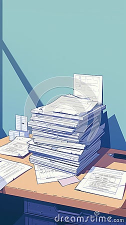 Minimalistic Illustration Of Completed Ballots On Desk With Blue Wall ...