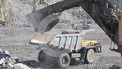 Mining Excavator Loading Rocks 02 Stock Footage - Video of work ...