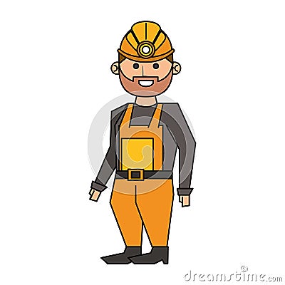 Mining Worker With Helmet And Overalls Vector Illustration ...