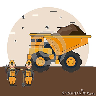 Mining Workers Cartoon Vector Illustration | CartoonDealer.com #128548744