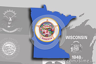 Minnesota Map And Flag Stock Image | CartoonDealer.com #89797669