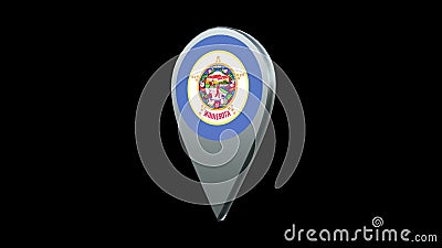 Minnesota State Flag Location Map Marker Pin with Alpha Channel Looped ...