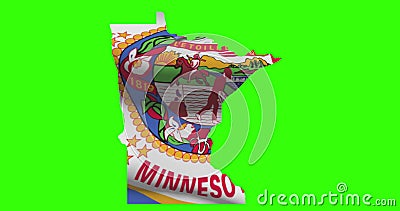 Minnesota State Map Outline with Flag Animation on Green Screen Stock ...