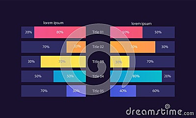 Mirror Reflection Infographic Chart Design Template For Dark Theme ...
