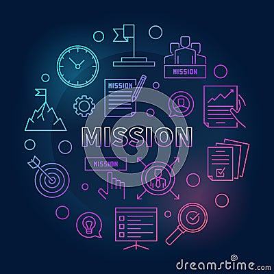 Mission Vector Circular Outline Colored Illustration | CartoonDealer ...