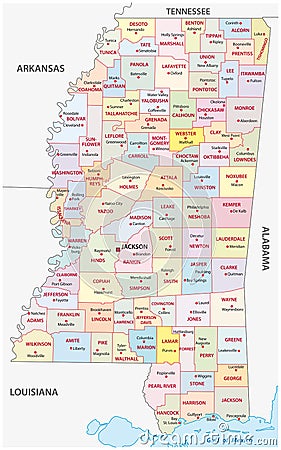 mississippi county map with county seats