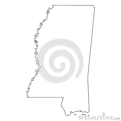 Mississippi MS State Border USA Map Outline Vector Illustration ...