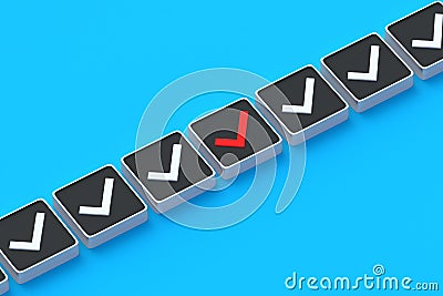 Mistakes Made. Red Check Mark On Button. Unsuccessful Check. Reject ...