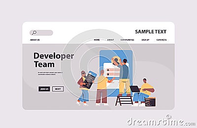 Mix Race Web Developers Team Creating Program Code Application Development Software Programming ...