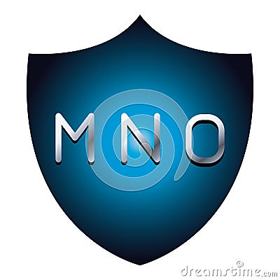 MNO Alphabet Font Letters Blue Security Shield Symbol Cartoon Vector ...