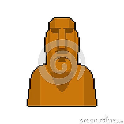 Moai Pixel Art. Easter Island Idol 8 Bit. Ancient Statues. Vector ...