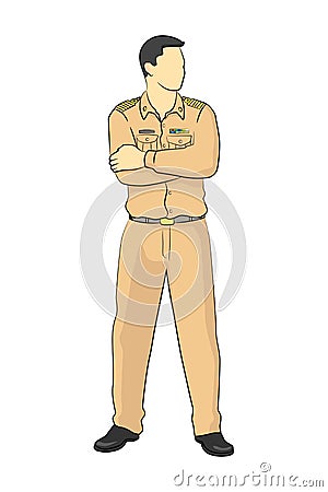 Standing Thailand Public Servant Vector Illustration | CartoonDealer ...
