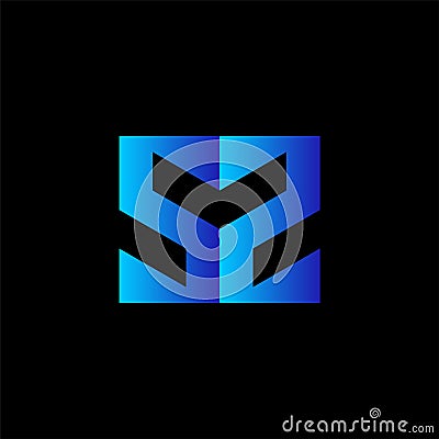 Letter S2 Logo Design Vector Illustration Isolated On Black Background ...