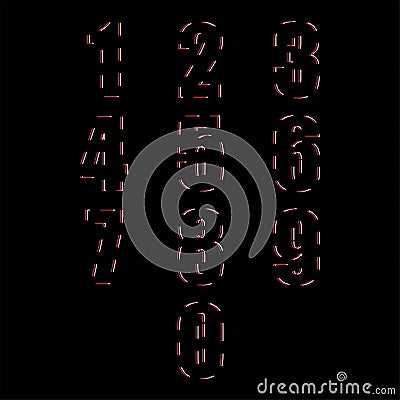 Vector Numbers, Dynamic Flat Design Broken Style With Red And White ...