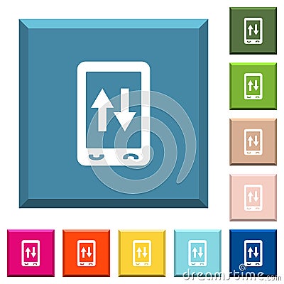 Mobile Data Traffic White Icons On Edged Square Buttons Vector ...