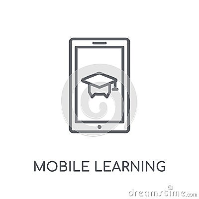 Mobile Learning Linear Icon. Modern Outline Mobile Learning Logo Vector ...