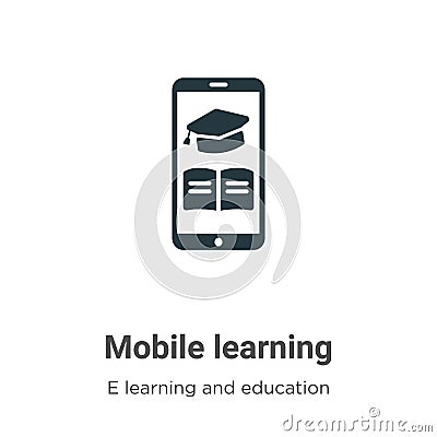 Mobile Learning Vector Icon On White Background. Flat Vector Mobile ...