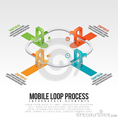 Mobile Loop Process Infographic Stock Vector - Image: 73414374