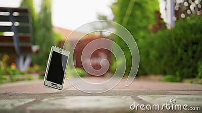 Mobile Phone Falls and Breaks on the Concrete Ground in Slow Motion ...