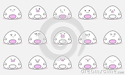 A Set Of Cute Stickers With Emotions On A Cartoon Mochi. Vector ...