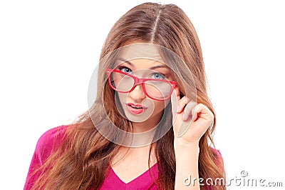 Model Looking Over Her Glasses Royalty-Free Stock Photography ...
