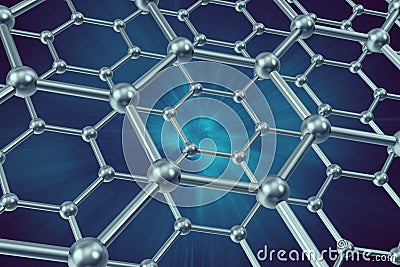 Model Structure Of Graphene Sheets On A Blue Background. 3d ...