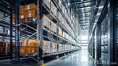 Modern Automated High Rise Warehouse With Metal Racks Royalty-Free ...