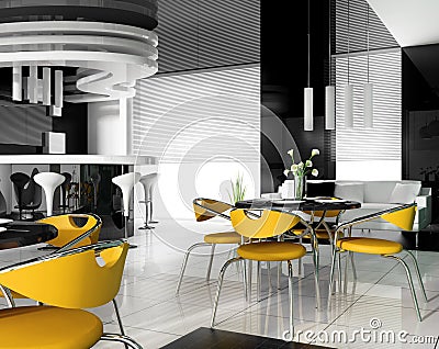 Modern Cafe Interior Royalty Free Stock Image - Image: 7701786