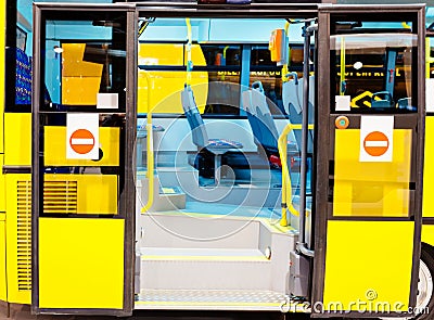 Modern City Bus Entrance With Open Doors Stock Photo | CartoonDealer ...
