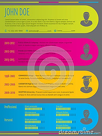 Modern Colorful Resume Cv Template With Color Labels Cartoon Vector ...