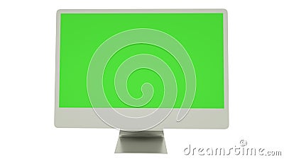 Modern Computer with Green Screen, Isolated on White. 3d Render Stock ...