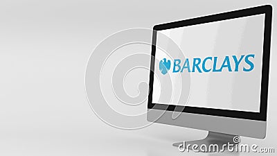 Modern Computer Screen with Barclays Logo. 4K Editorial Clip Stock ...