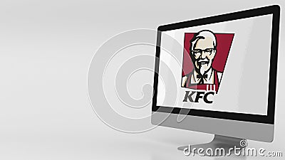 Modern Computer Screen with KFC Logo. 4K Editorial Clip Stock Video ...