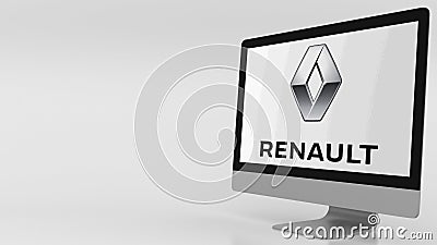 Modern Computer Screen with Renault Logo. 4K Editorial Clip Stock ...