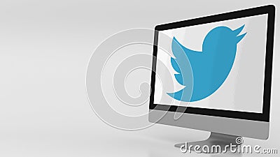 Modern Computer Screen with Twitter Logo. 4K Editorial Clip Stock ...