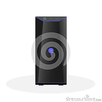 Modern Computer System Unit In Black With A Large Power Button ...