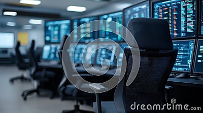 Modern Control Room With Multiple Data Screens Stock Photo ...
