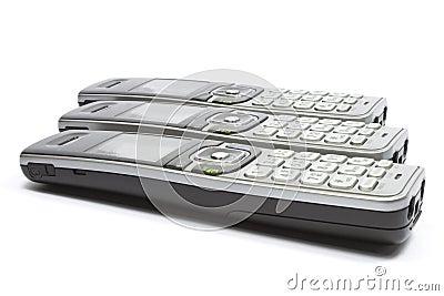 Modern Digital Cordless Telephone Handsets On White Background Stock ...