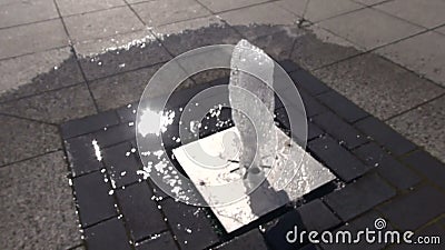 Modern Fountain Water Splash in City Square Stock Footage - Video of ...