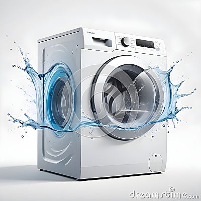 A Modern Front-loading Washing Machine With A Transparent Glass Door ...
