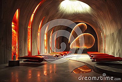 The Modern Funeral Hall Showcases Smooth Curves And Ambient Lighting ...