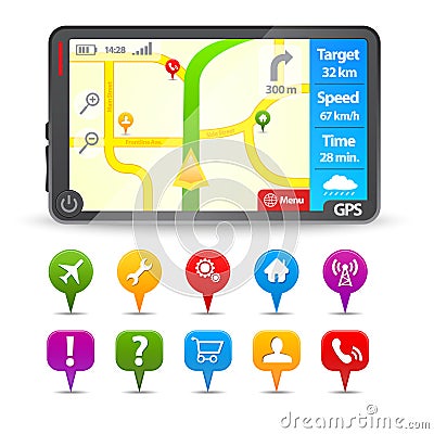 Generic GPS Navigation Device Stock Vector - Illustration of drive ...